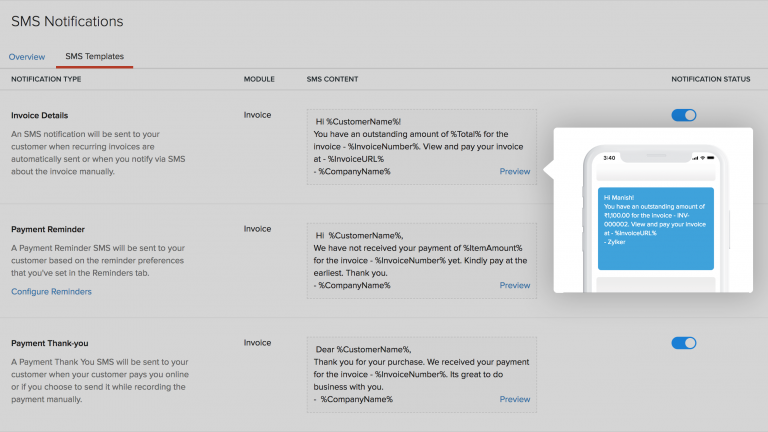 Introducing SMS notifications to collect payments faster - Zoho Blog